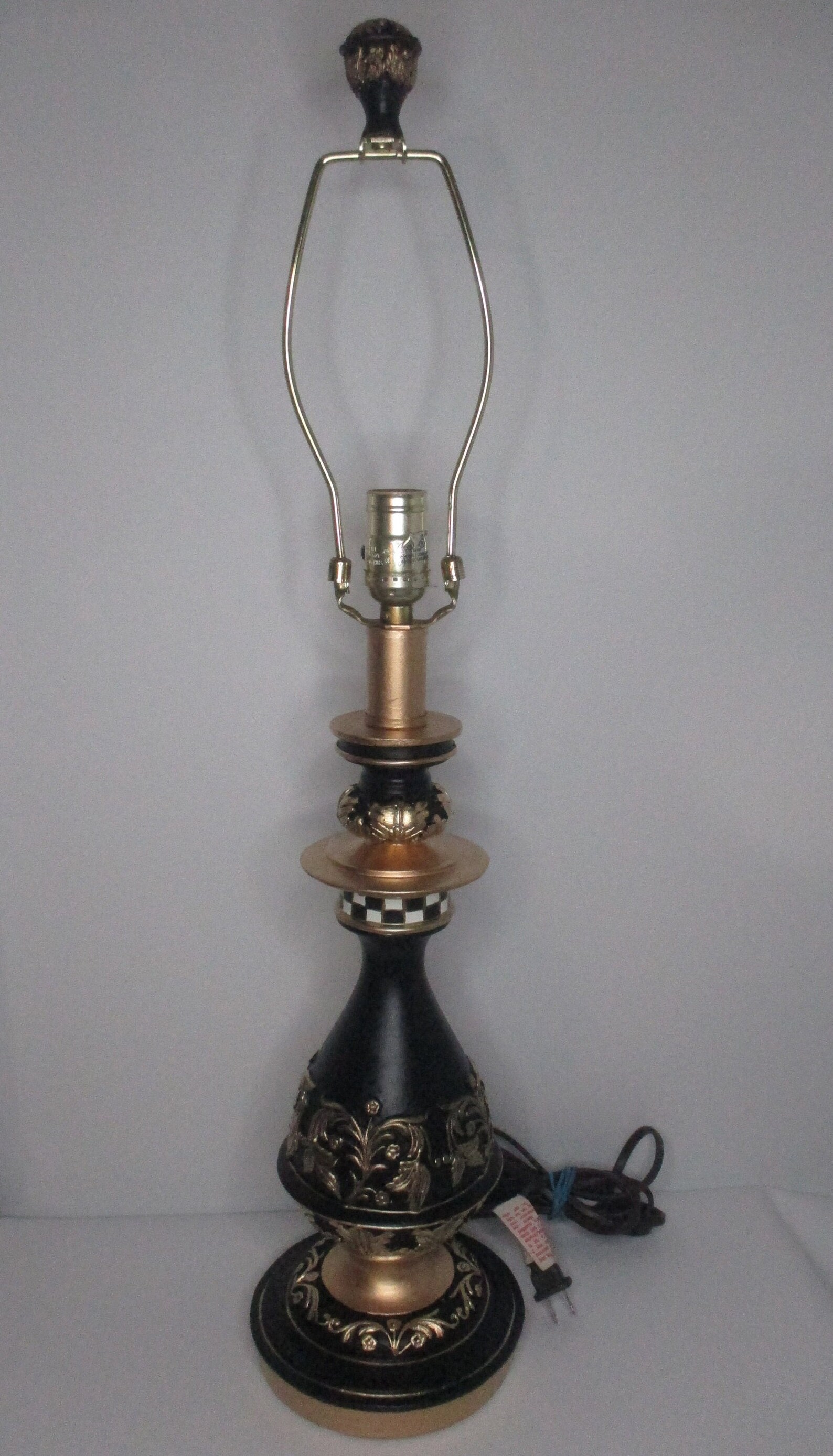 Checkerboard Lamp Black Gold White Lamp Hand Painted Lamp - Etsy