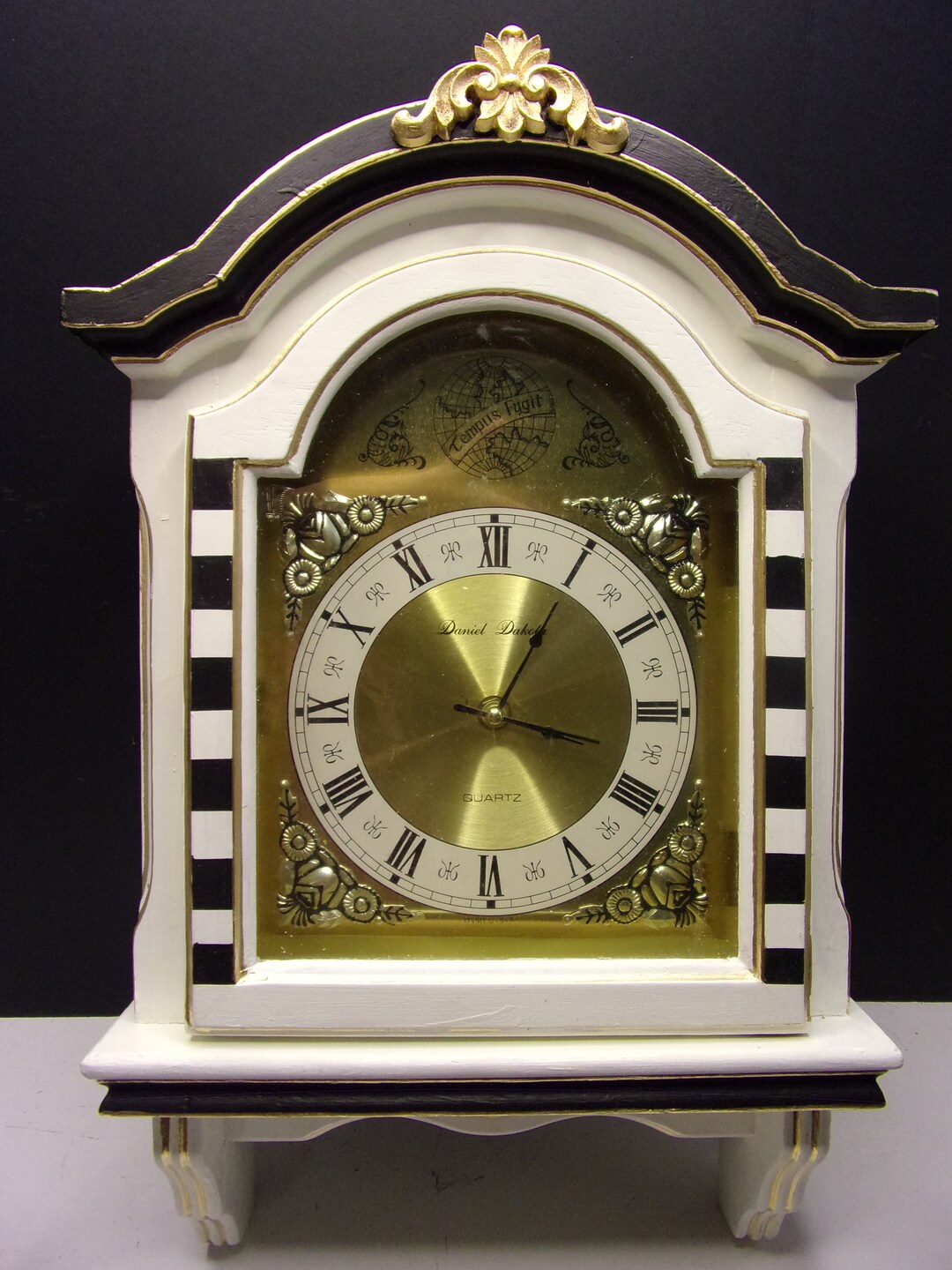 Wooden Wall Clock, Black and White Clock, Hand Painted Clock, Black ...