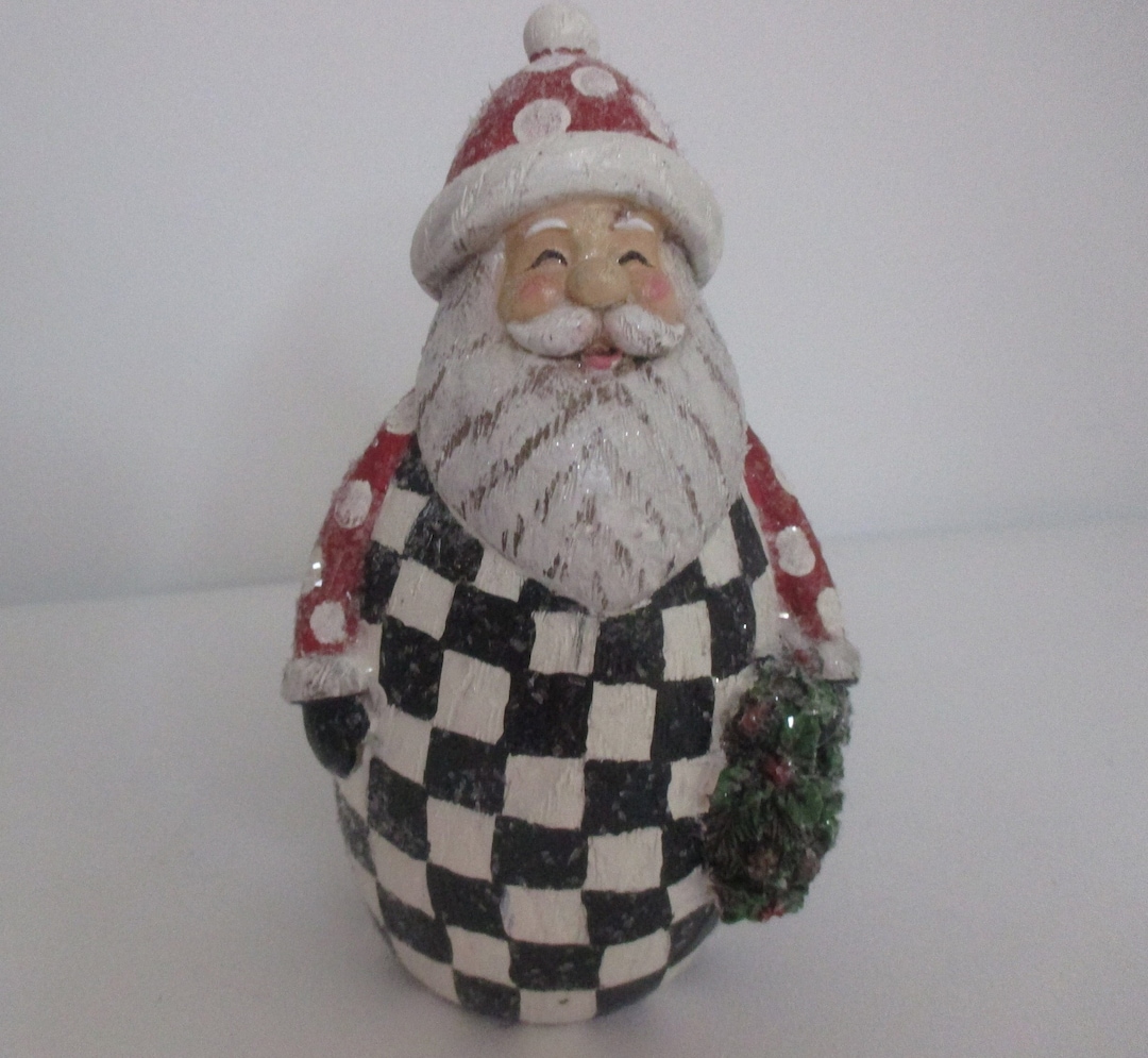 Checkerboard Santa, Hand Painted Santa Claus, Santa Claus, Christmas ...