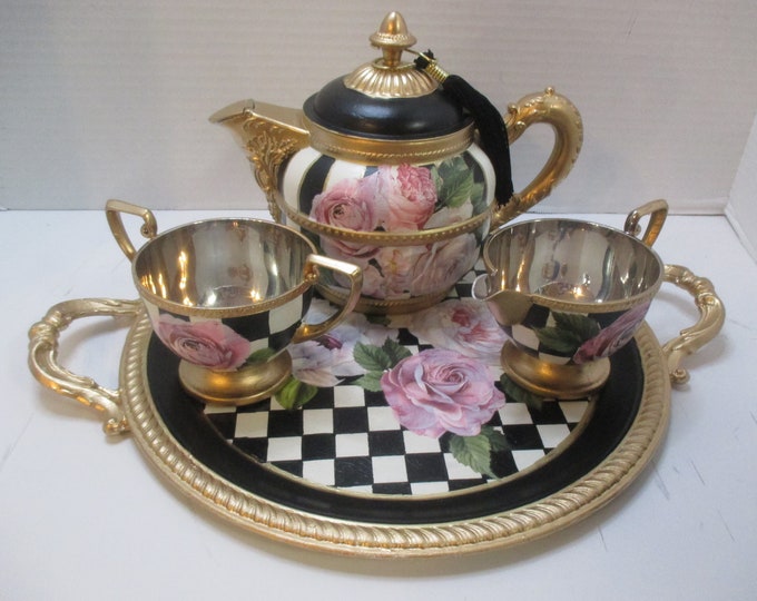 Checkerboard Tea Set , Black and White Tea Set, Buffalo Check Tea Set ...