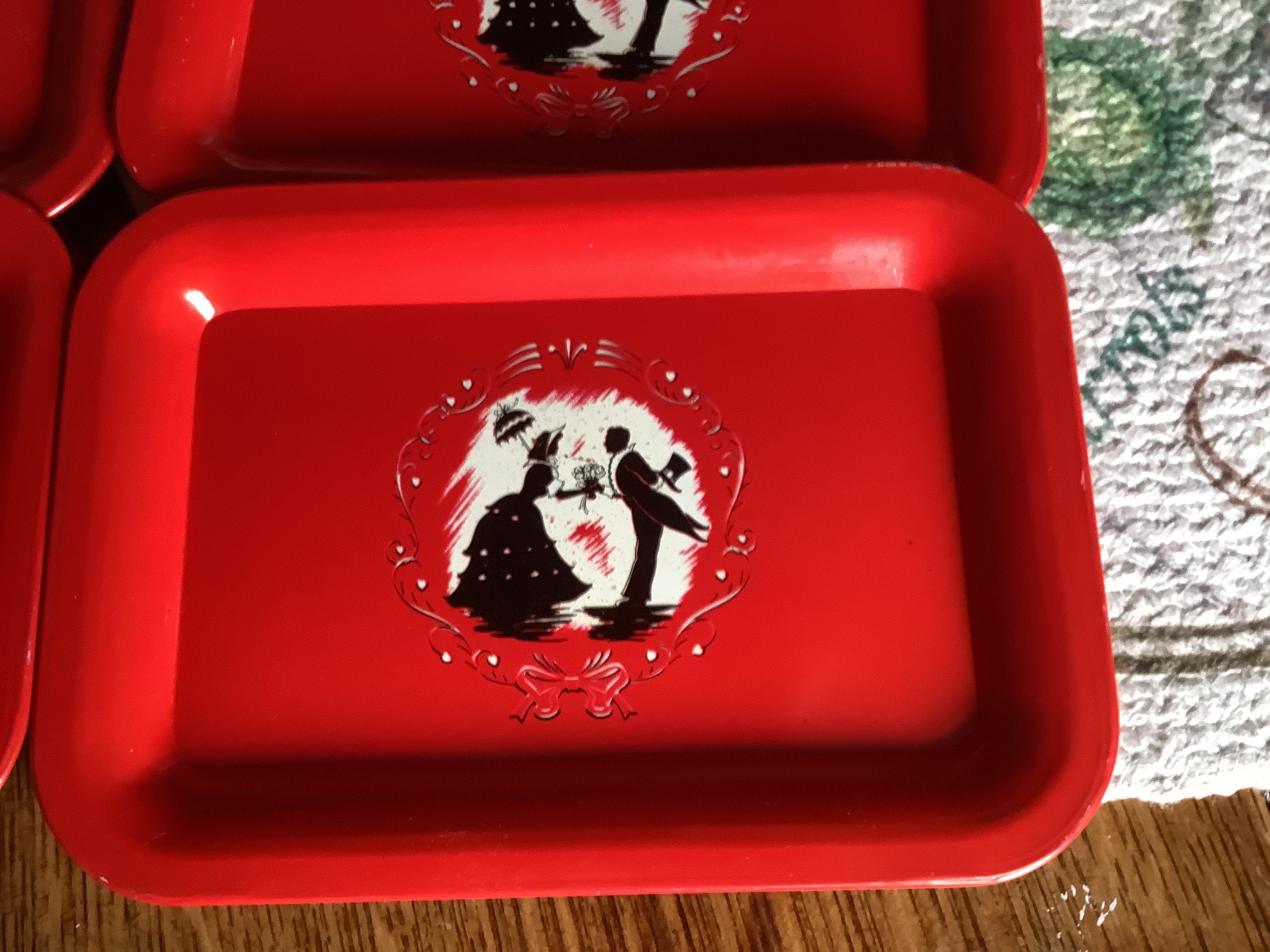 Antique Metal Red Tray From the Forty’s Red With Dancer.never Used - Etsy