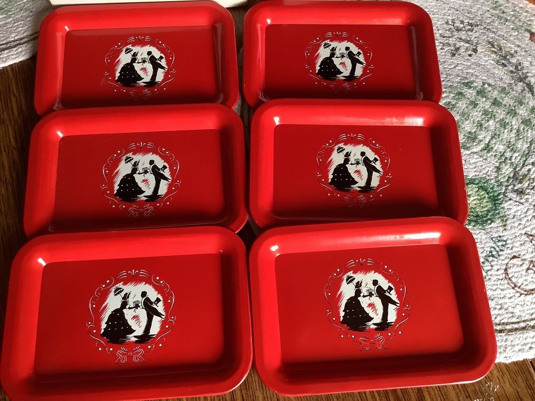 Antique Metal Red Tray From the Forty’s Red With Dancer.never Used - Etsy