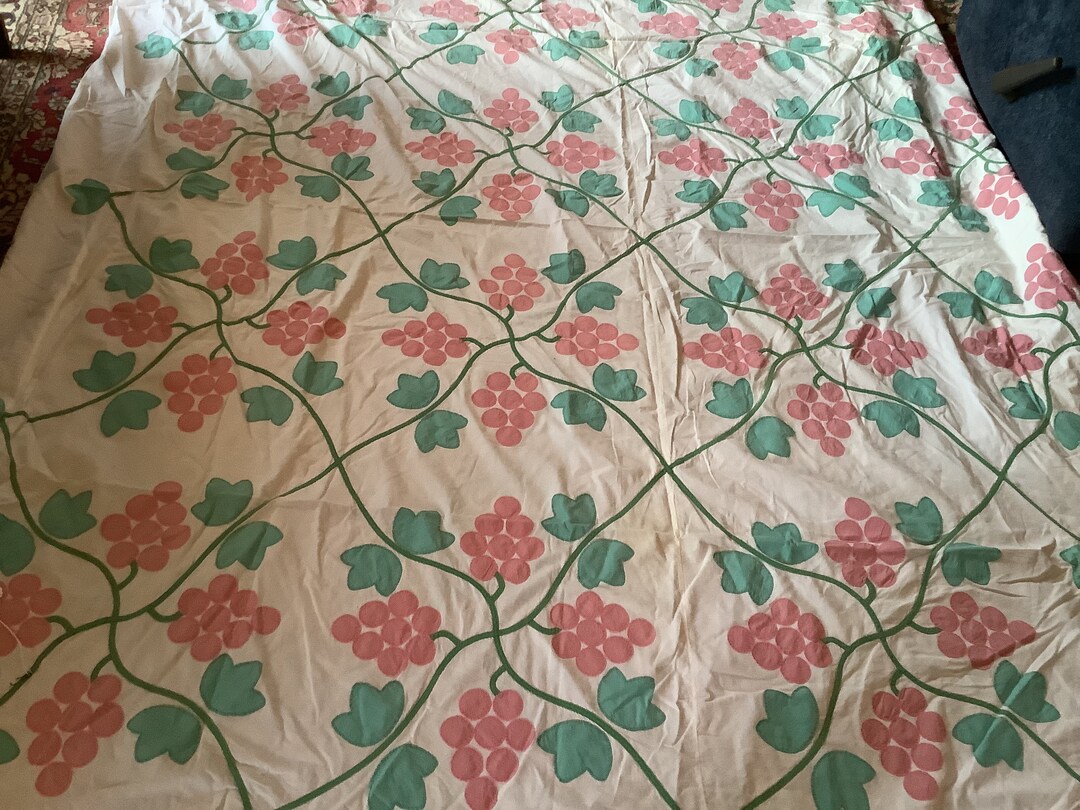 Antique Appliqué Bed Cover.all Hand Stitched.wonderful Work - Etsy