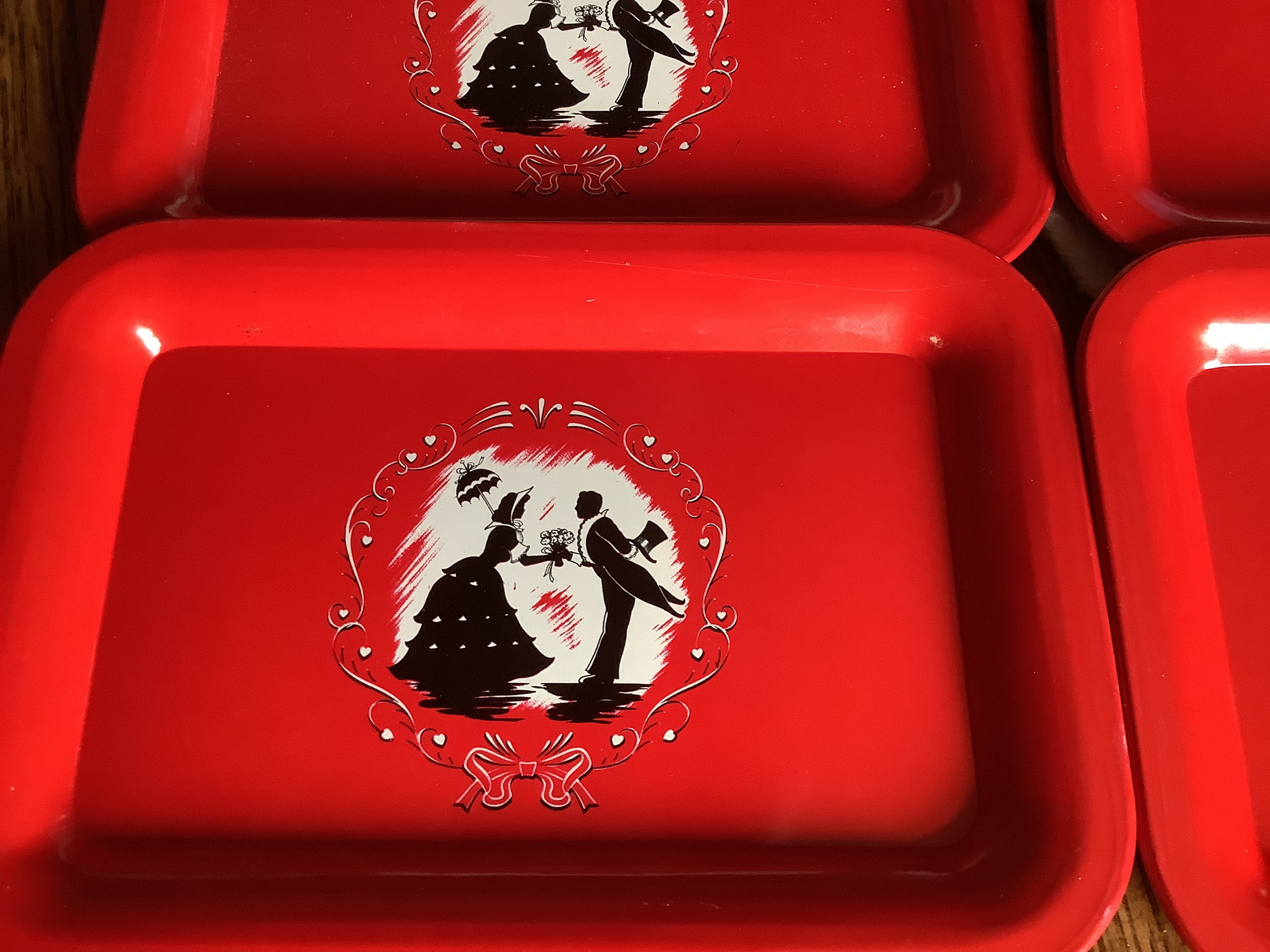 Antique Metal Red Tray From the Forty’s Red With Dancer.never Used - Etsy