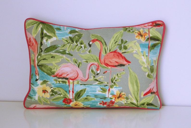 Flamingo Outdoor Lumbar Pillow Cover-tropical Print Pillow - Etsy