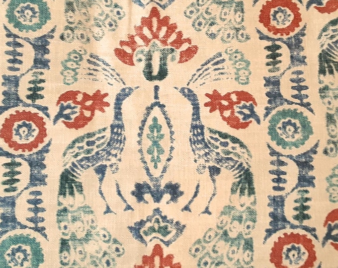 Aqua Peacock Upholstery Fabric Blue Peacock by Michaelzindell ...