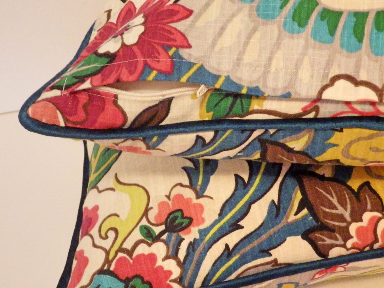 Lushan Garden Whimsical Pillow Cover- Teal-multicolor -phoenix Bird ...