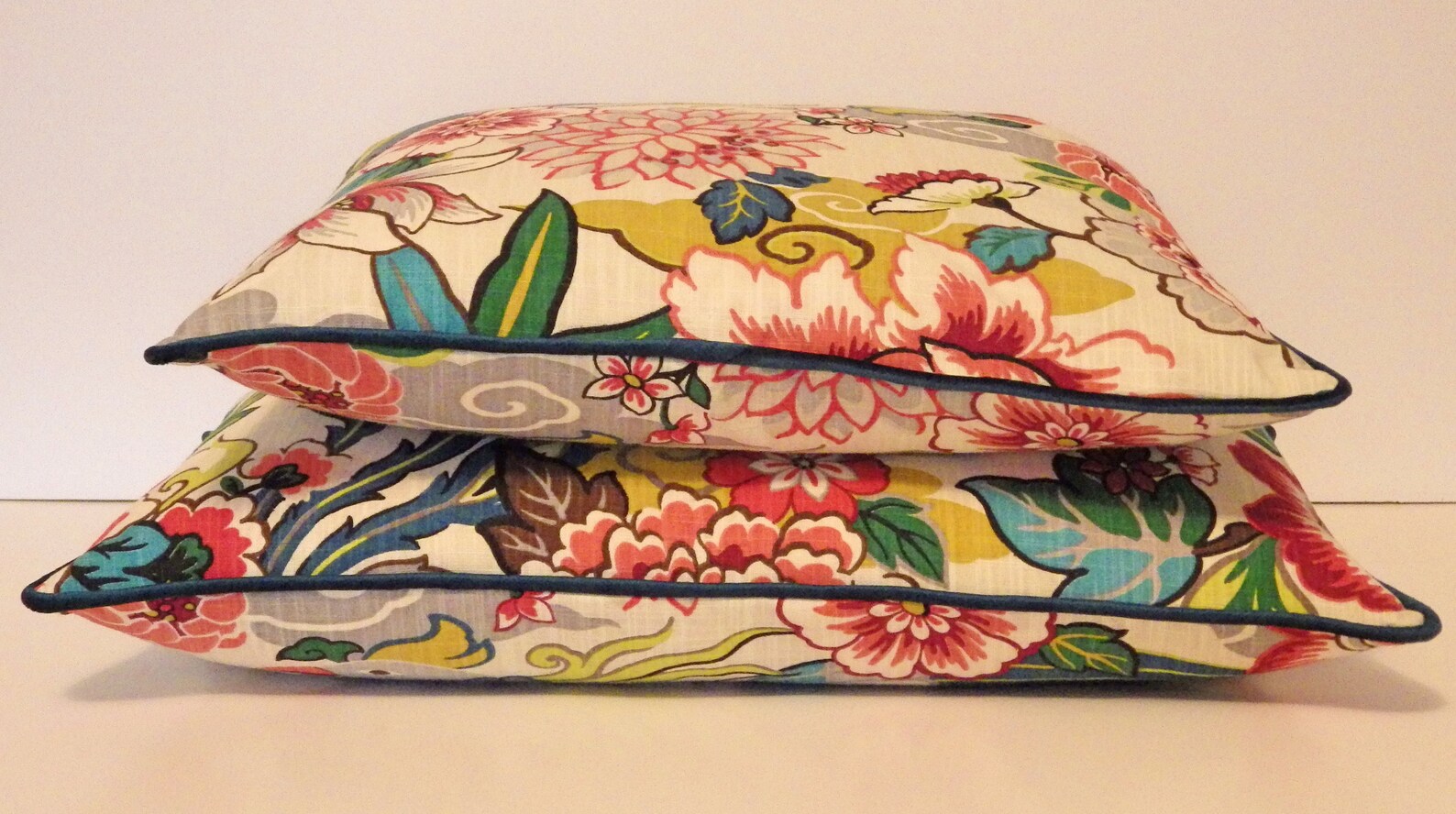 Lushan Garden Whimsical Pillow Cover- Teal-multicolor -phoenix Bird ...