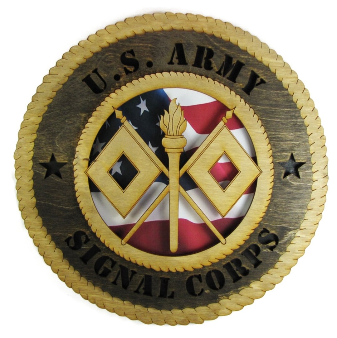 Army Signal Corps Laser Cut Military Wall Plaque With American Flag ...