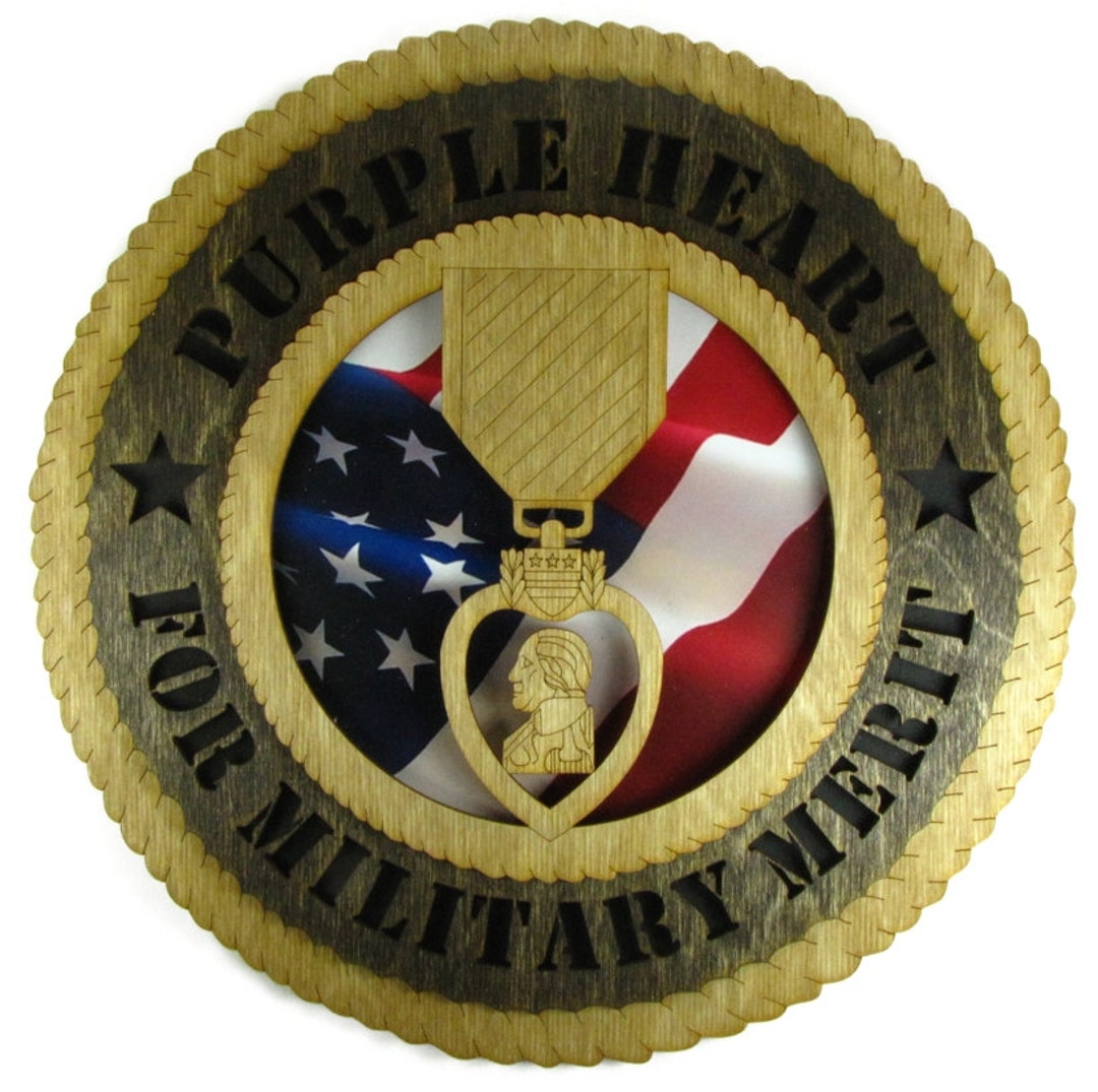 Purple Heart for Military Merit Wall Plaque With American Flag ...