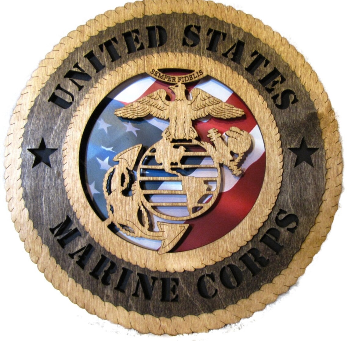 Military Wall Plaque With American Flag - Army/navy/marine/coast Guard ...