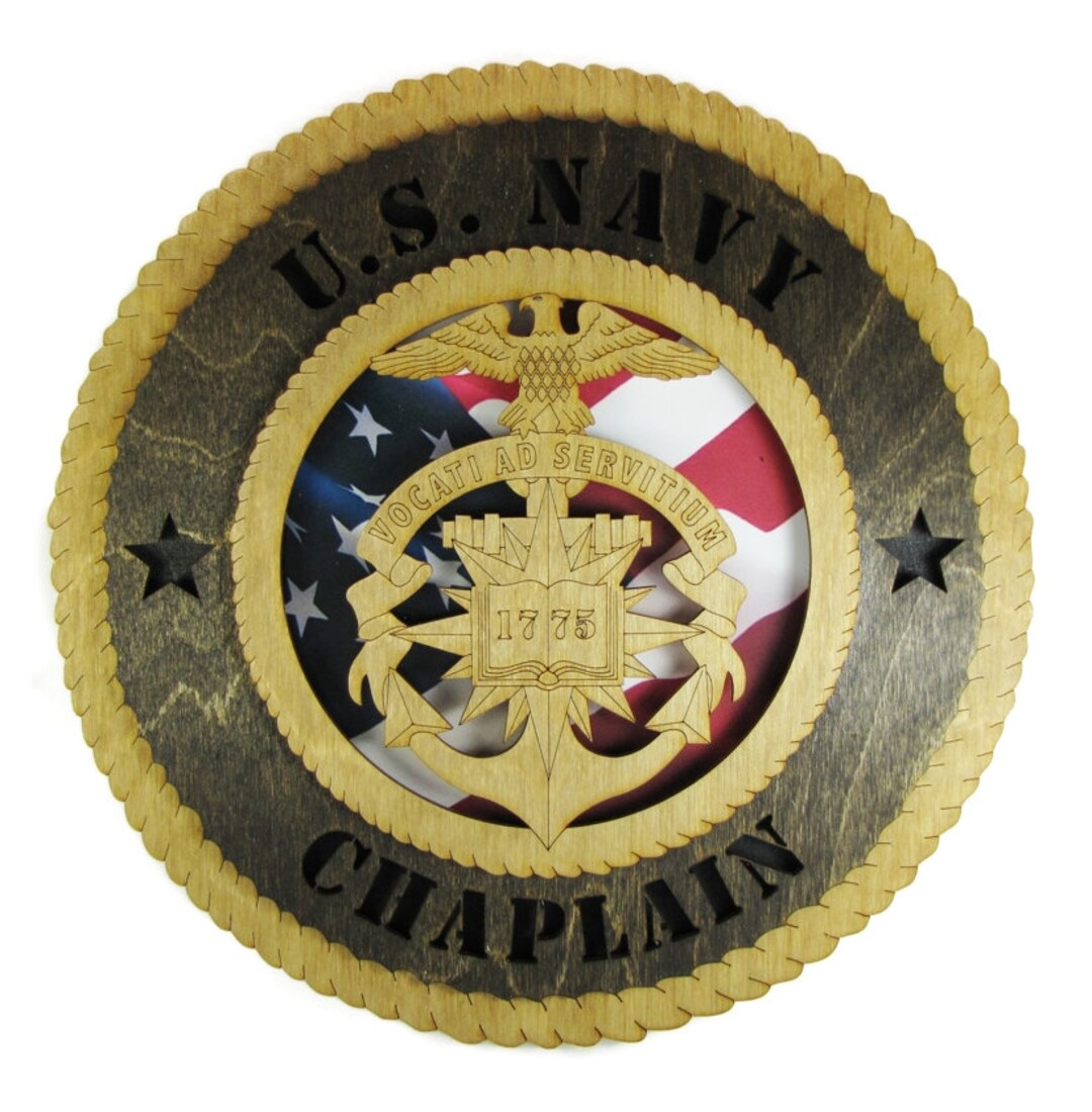Navy Chaplain Laser Cut Military Wall Plaque With American Flag ...