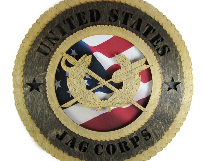 JAG Corps Laser Cut Military Wall Plaque With American Flag Personalize ...