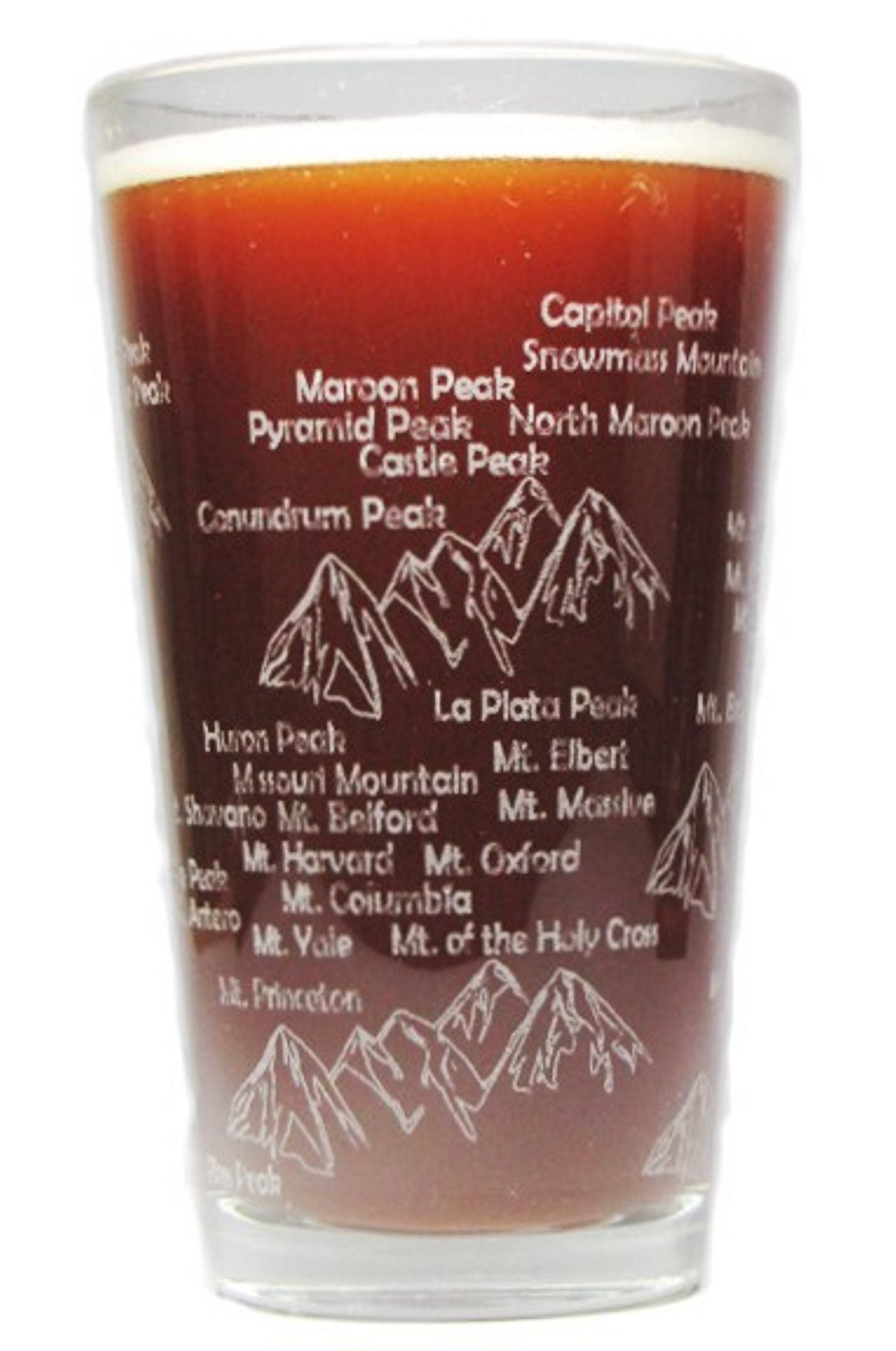Colorado 14ers Fourteeners Engraved Beer Pint Glass - 16 Oz - Engraved ...