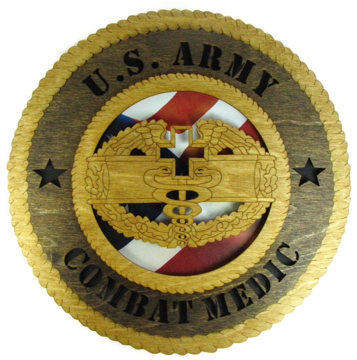 Army Combat Medic Laser Cut Military Wall Plaque With American Flag ...
