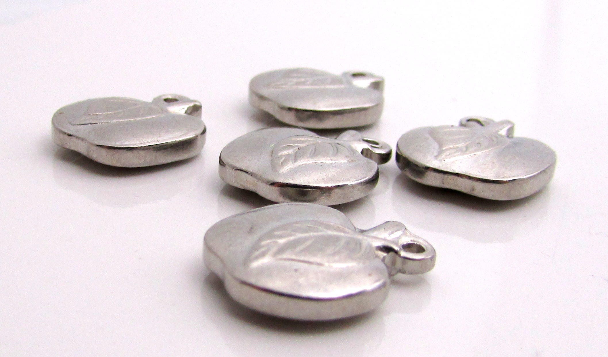 Apple Charm Stainless Steel Apple Charm Set of 5 SST - Etsy