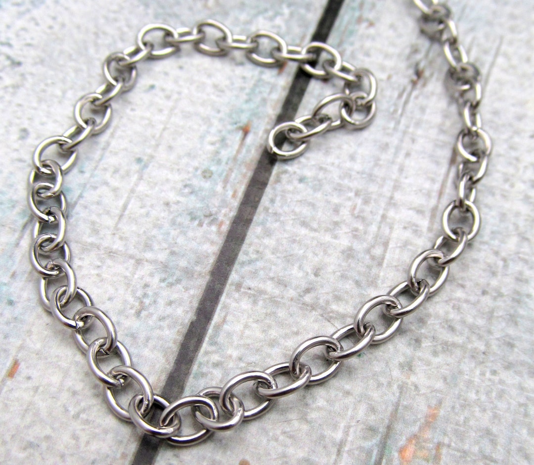 Stainless Steel Chain - 5 Foot Package- 6x4.5mm Cable Chain - Stainless ...