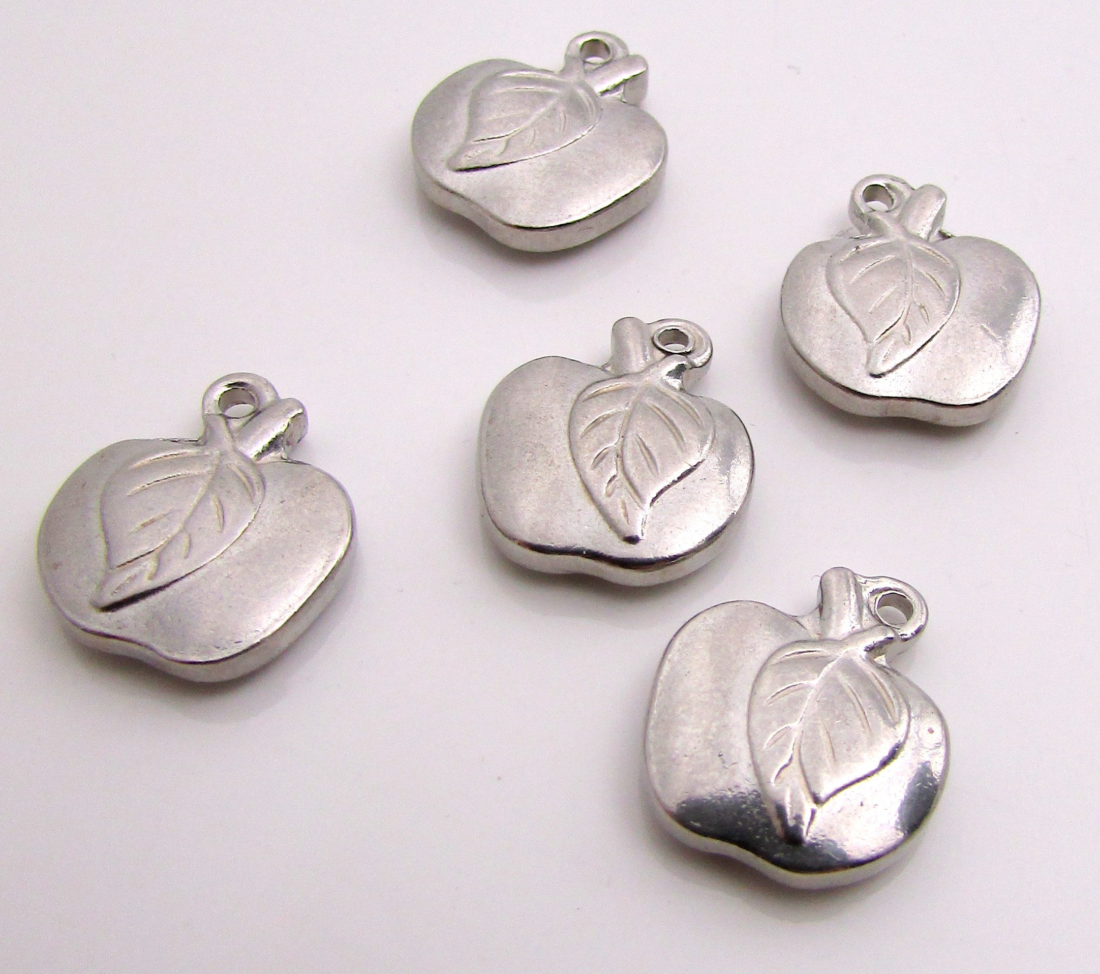 Apple Charm Stainless Steel Apple Charm Set of 5 SST - Etsy