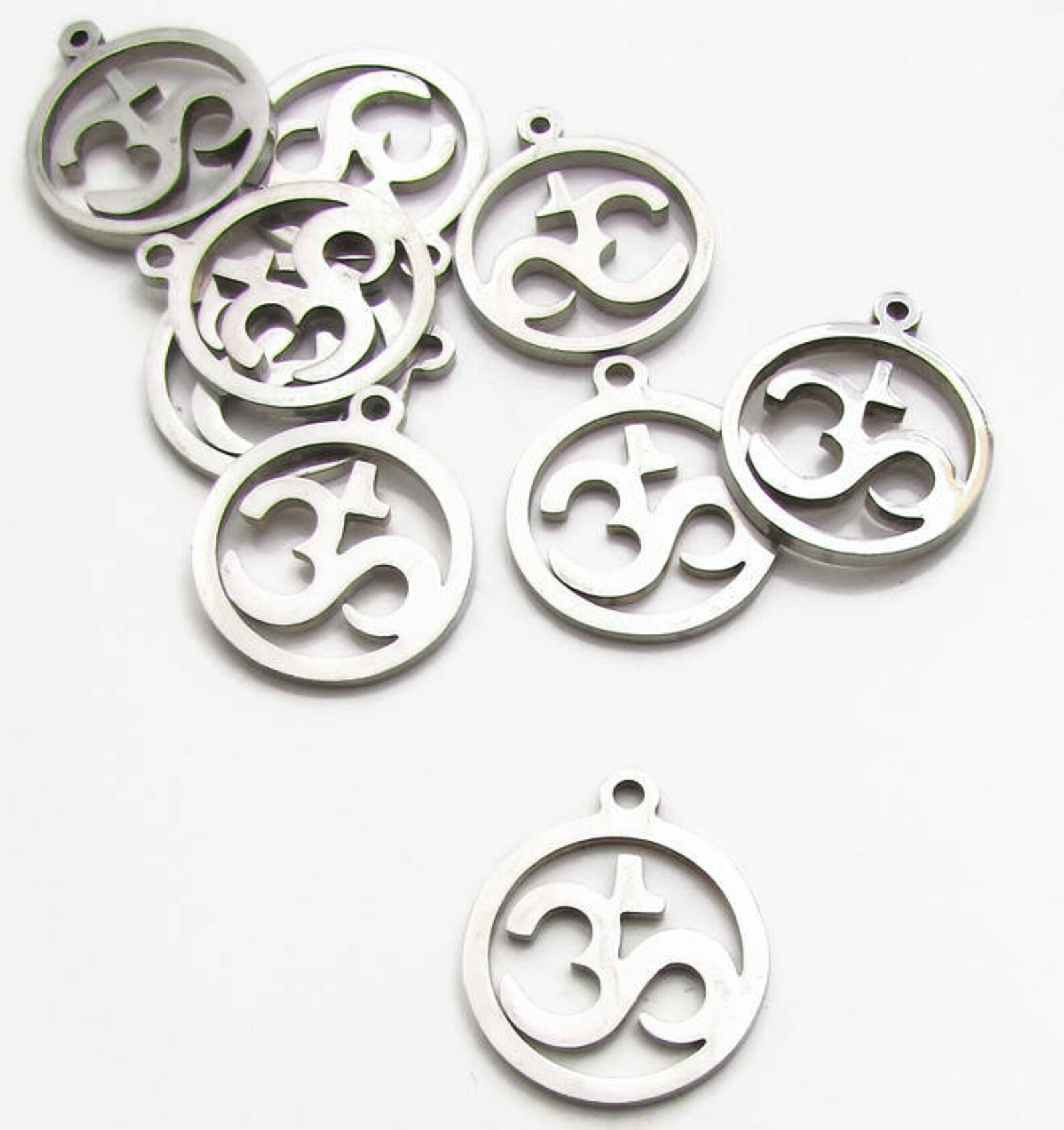 Ohm Charm, Stainless Steel Charm Jewelry Pendant, Set of 5 SST Findings ...