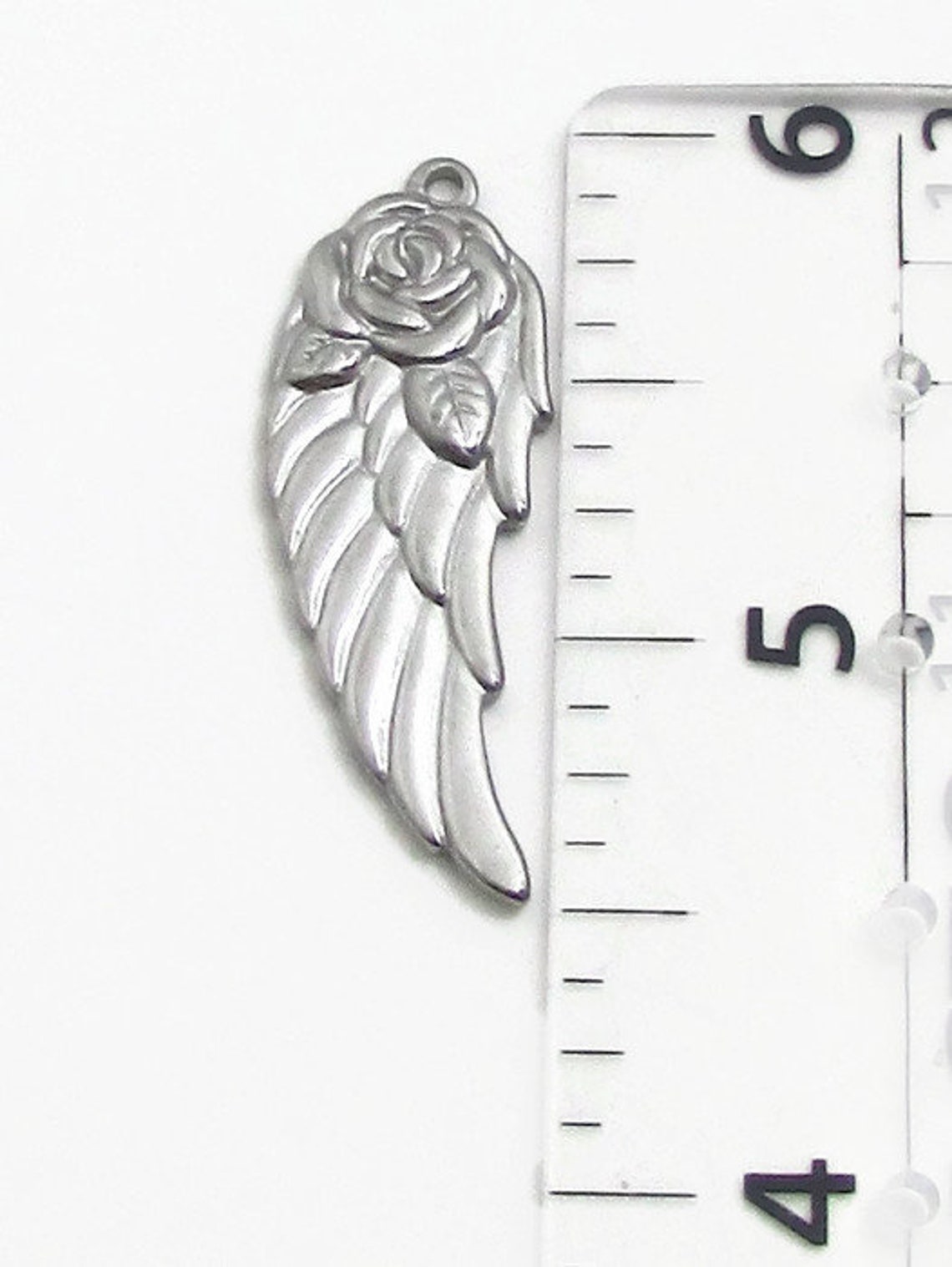 Stainless Steel Angel Wing With Rose Charm Floral Wing Charm - Etsy