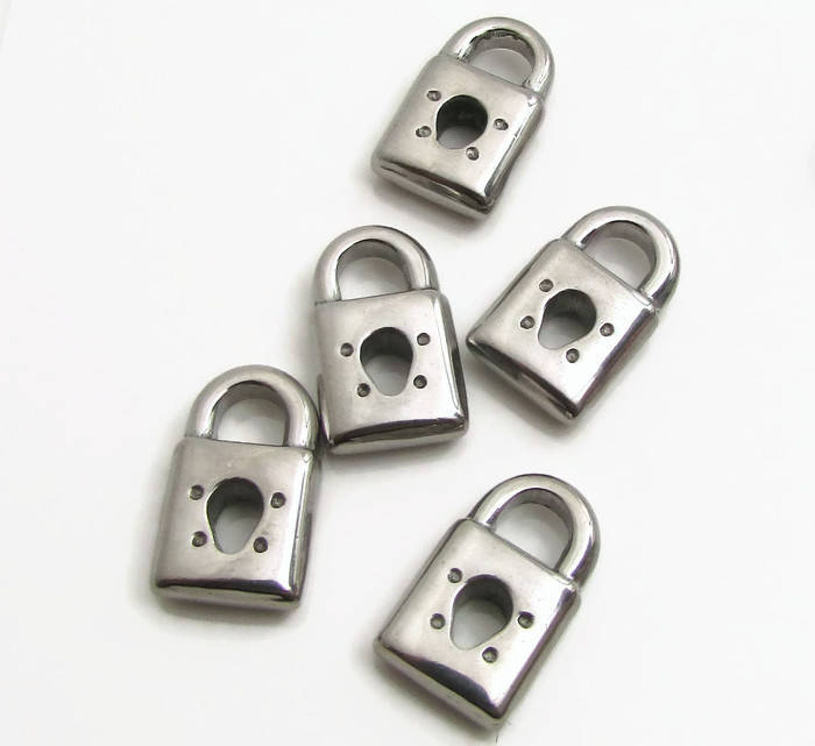 Stainless Steel Lock Charm Stainless Steel Lock Pendant Set | Etsy