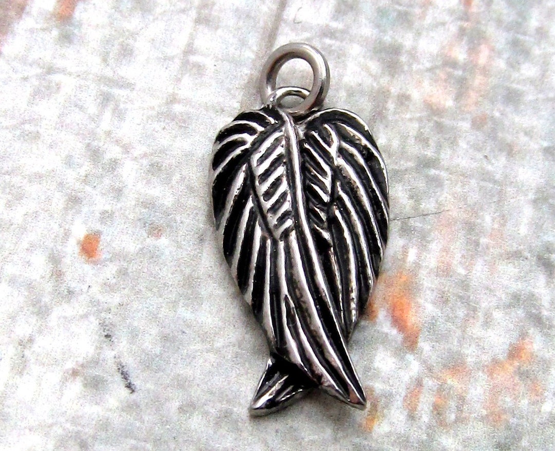 Wing Charm, Stainless Steel Angel Wings - Set of 2 SST Findings 8 ...