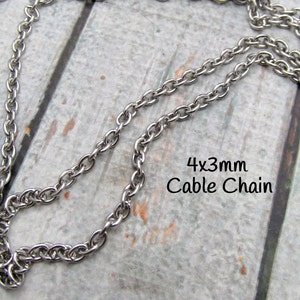 Stainless Steel Necklace Chain - 5 Foot Package- 4x3mm Cable Chain ...