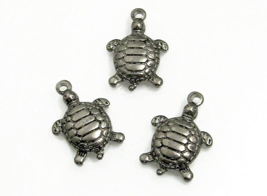 Turtle Charm, Stainless Steel Turtle Charm - Set of 3 SST Findings 19 ...