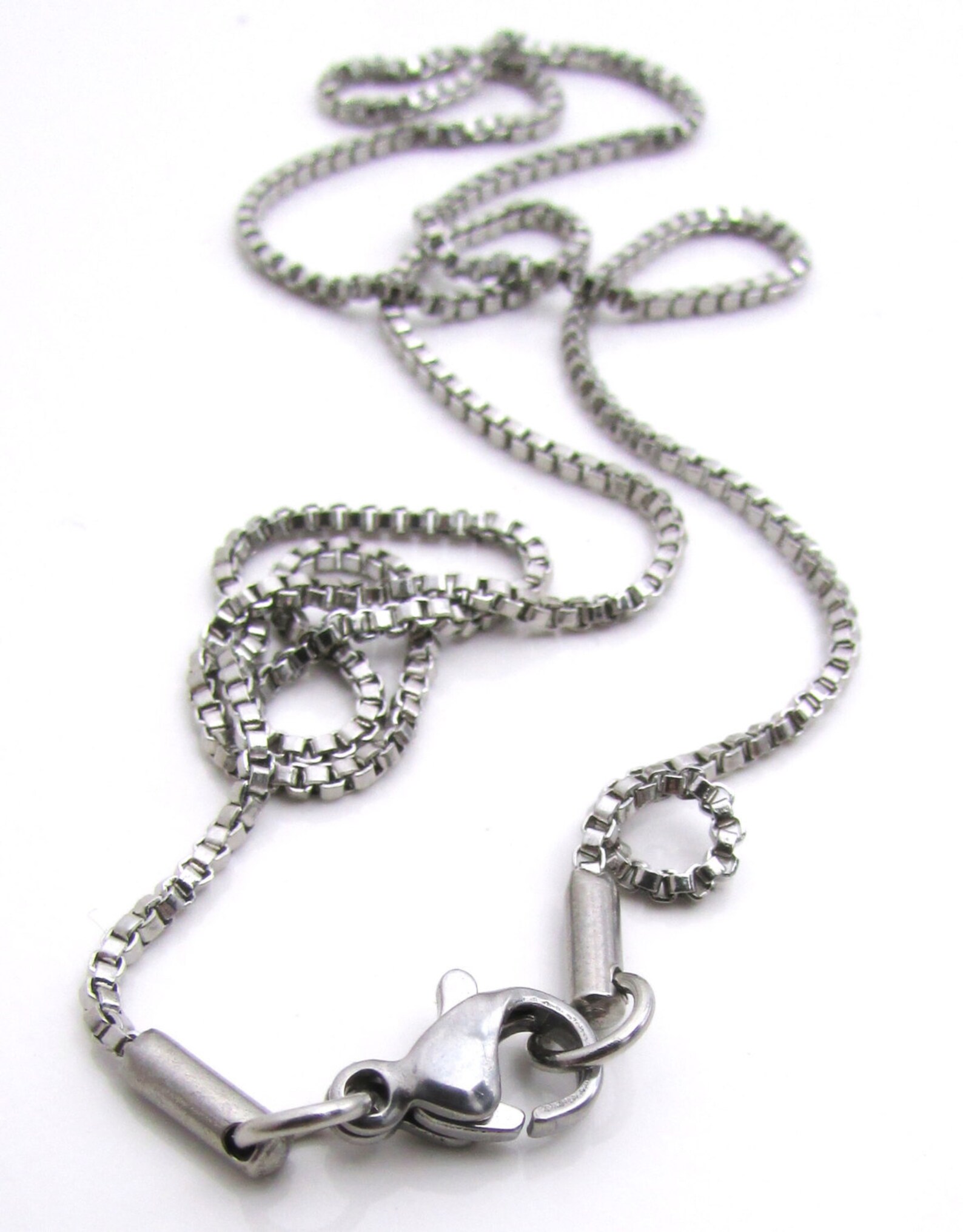 Stainless Steel Box Chain Necklace With Lobster Clasp - Etsy