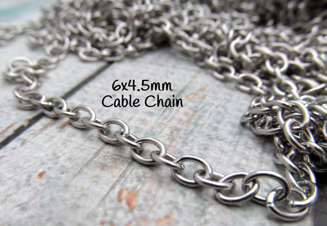 Stainless Steel Chain 5 Foot Package 6x4.5mm Cable Chain - Etsy