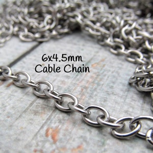 Stainless Steel Chain - 5 Foot Package- 6x4.5mm Cable Chain - Stainless ...