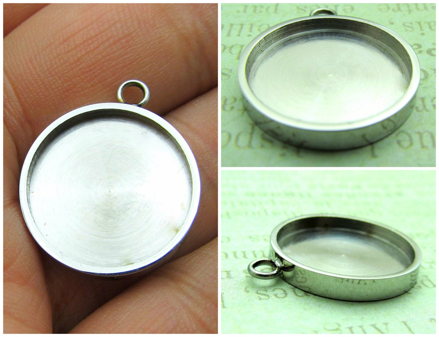 Stainless Steel Pendant Tray, 18mm Round Bezel, Resin Jewelry Making - Etsy