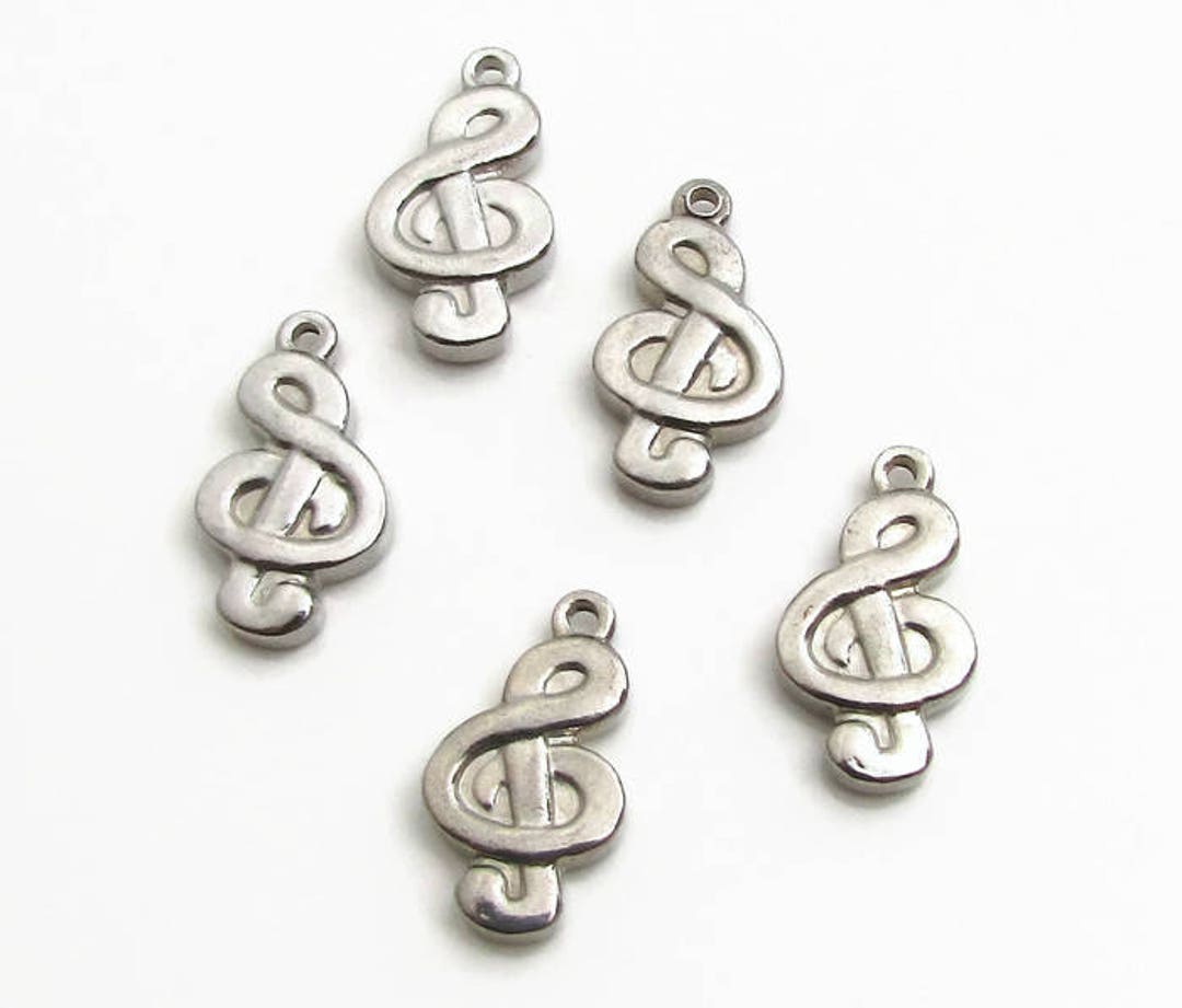 Musical Note Charm, Stainless Steel Music Note - Set of 5 SST Findings ...