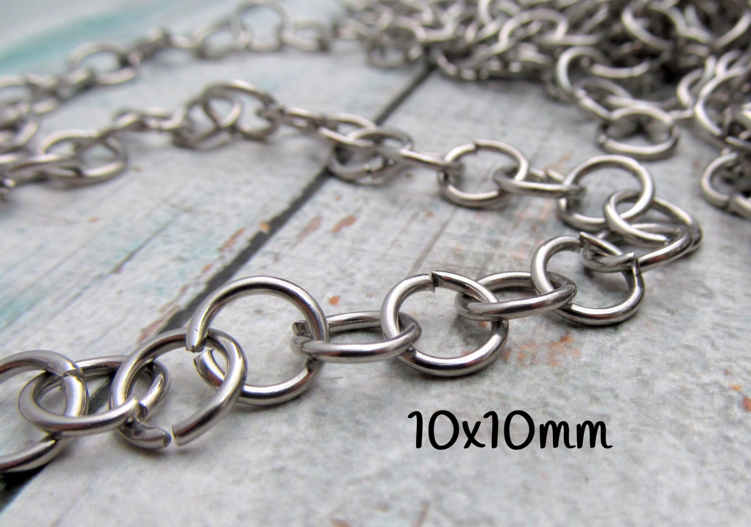 Stainless Steel Chain - 5 Foot Package- 10mm Cable Chain - Stainless ...