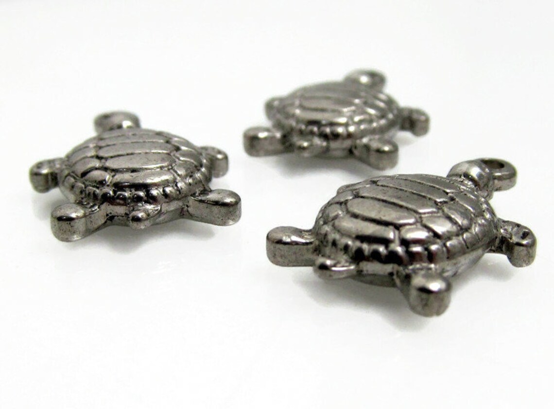 Turtle Charm Stainless Steel Turtle Charm Set of 3 SST - Etsy
