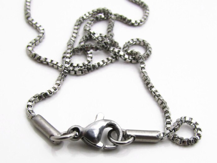 Stainless Steel Box Chain Necklace with Lobster Clasp | Etsy
