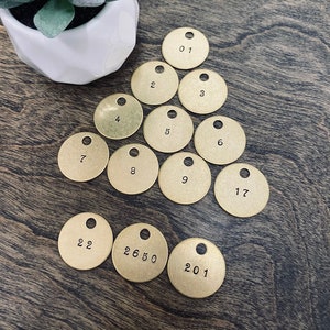 Simple Number Customizable Keychain | Hand-stamped Metal Tags | Label ...