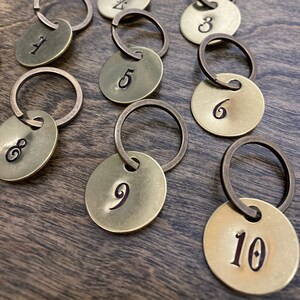 Brass Number Tags, Any Number Sets 1-5, 1-10, 1-20, 1-50, 1-100 Locker ...