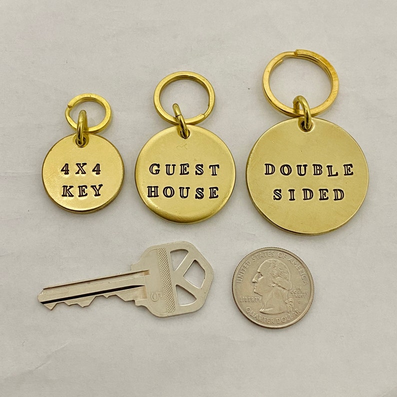 Thick Double Sided Brass Key Tag Labels - Any Custom Text - Super ...