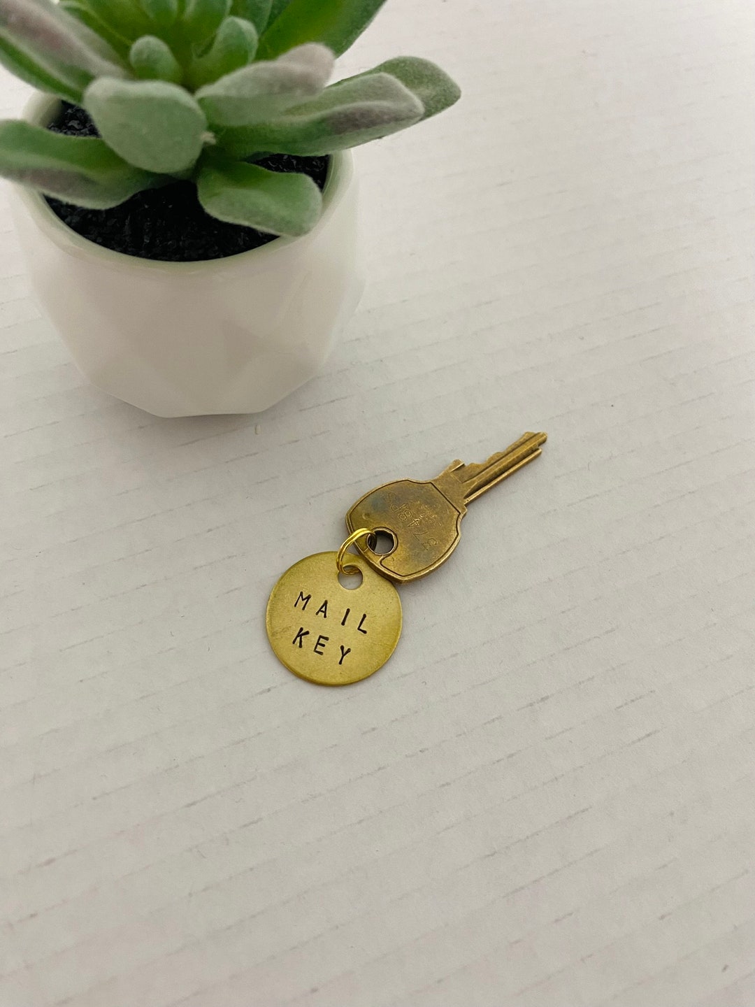 Mail Key Mailbox Number # Keychain | PO Box | Customizable Hand-stamped ...
