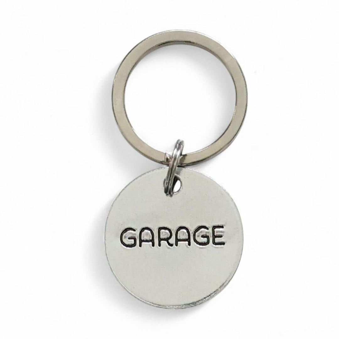 Garage Key Label Keychain - Silver-colored Aluminum Metal Tag With ...
