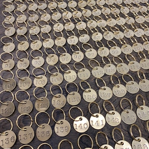 Brass Number Tags, Any Number 1-5, 1-10, 1-20, 1-50, 1-100 Locker Tags ...