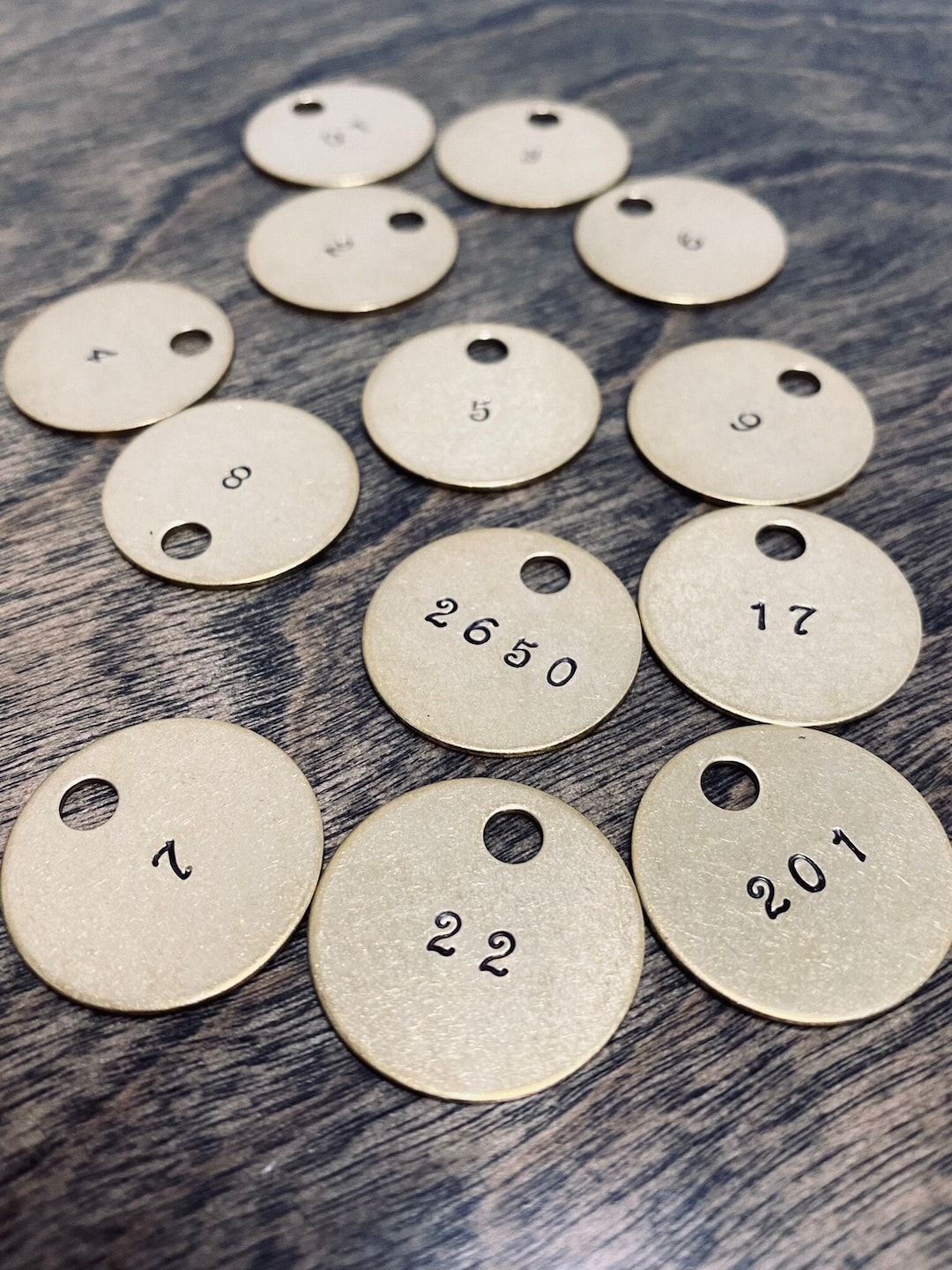 Simple Number Customizable Keychain | Hand-stamped Metal Tags | Label ...