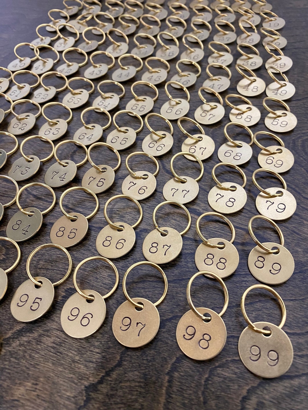 Brass Number Tags, Any Number 1-5, 1-10, 1-20, 1-50, 1-100 Locker Tags ...