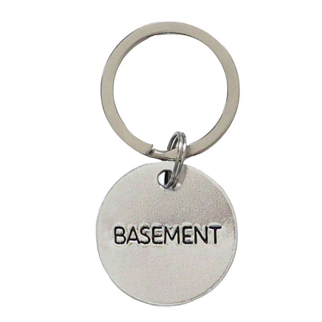 Basement Key Label Keychain - Silver-colored Aluminum Metal Tag With ...