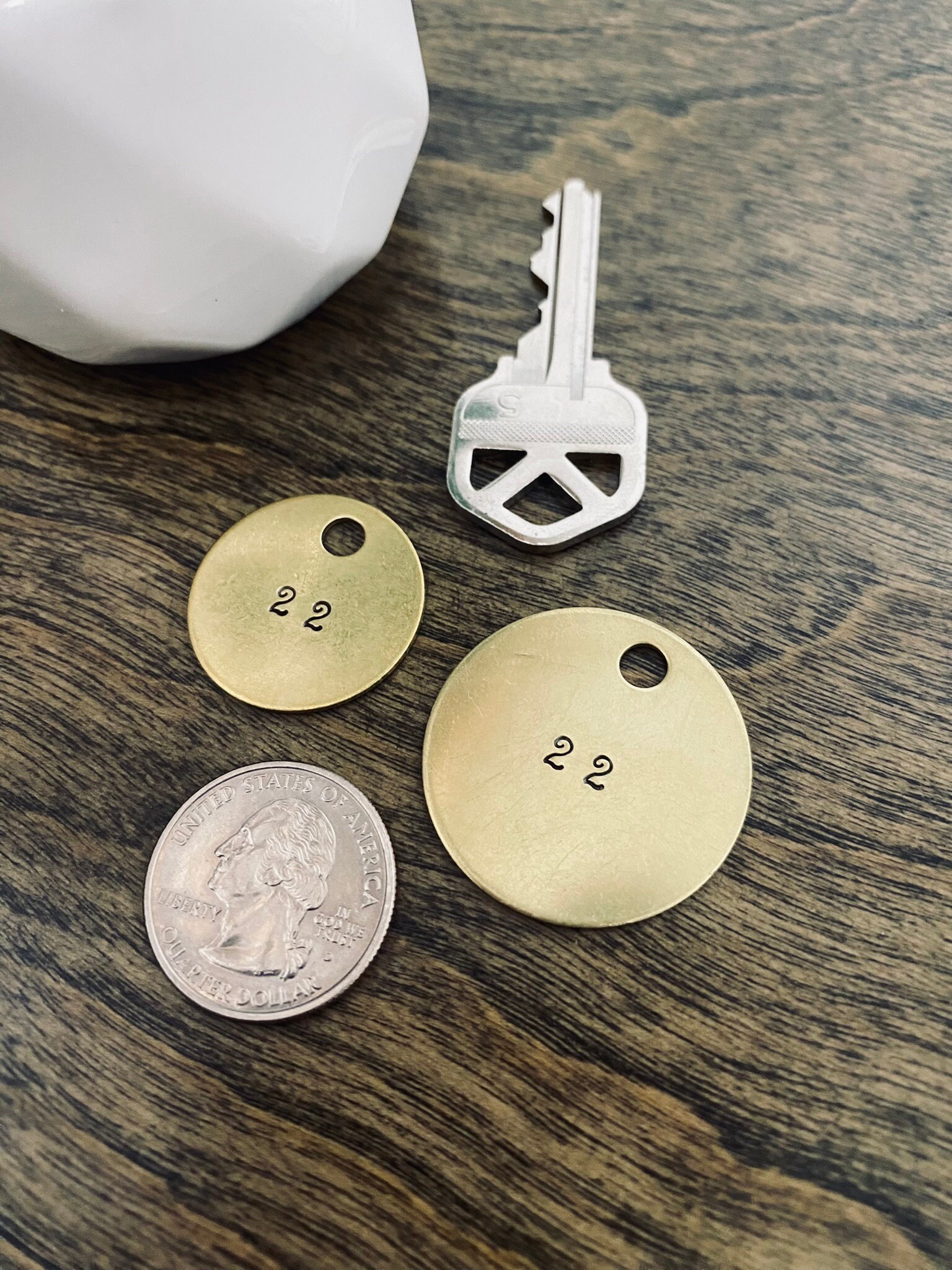 Simple Number Customizable Keychain Hand-stamped Metal Tags - Etsy