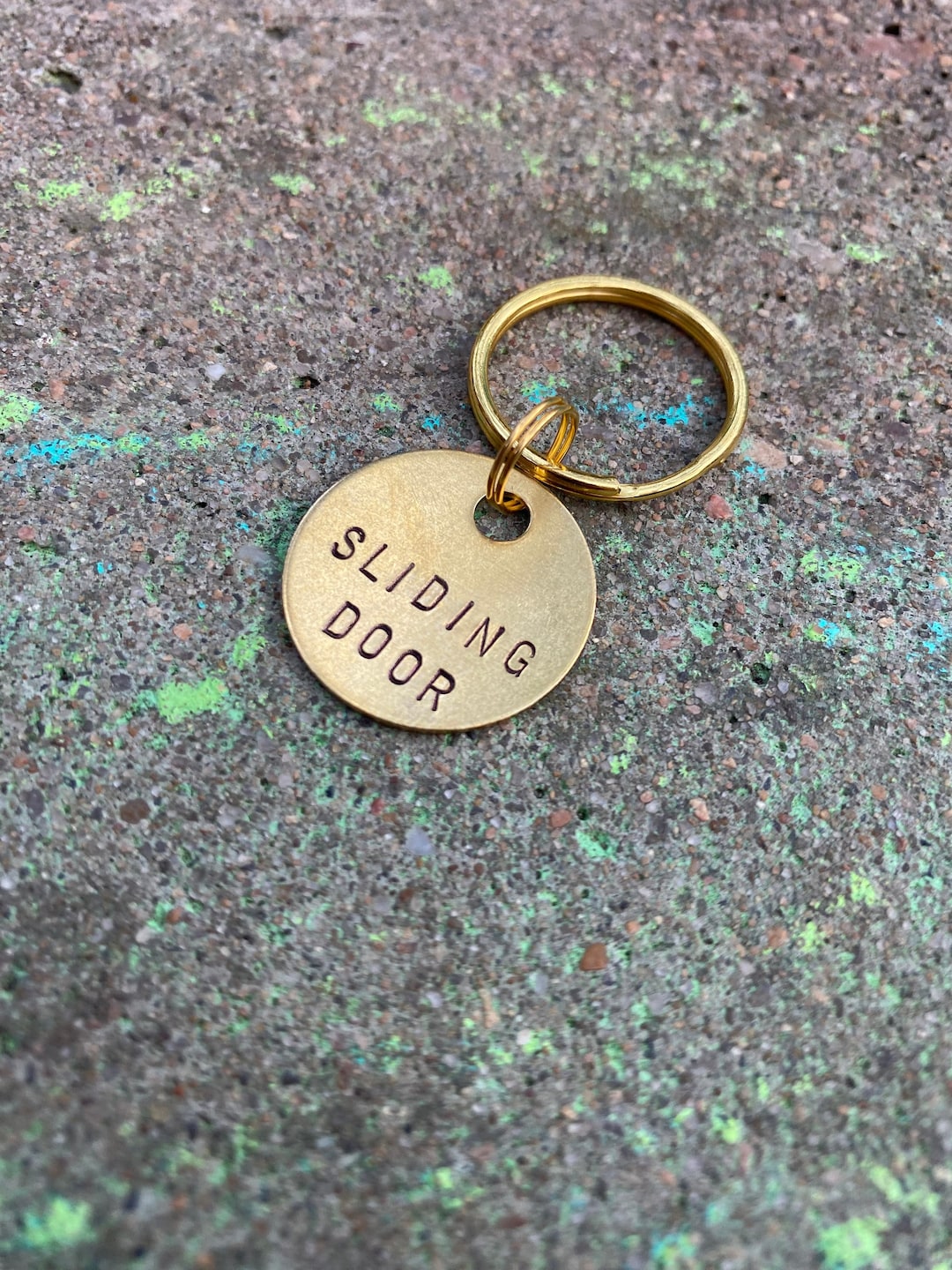 Sliding Door Key Tag - Gold Colored Brass Metal Label With Large ...