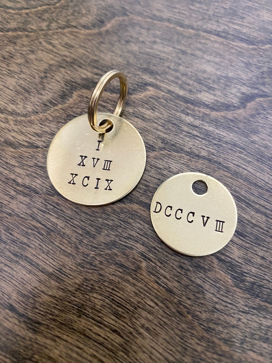 Roman Numeral Brass Tags - Gold Colored Circle Keychain Labels - III ...