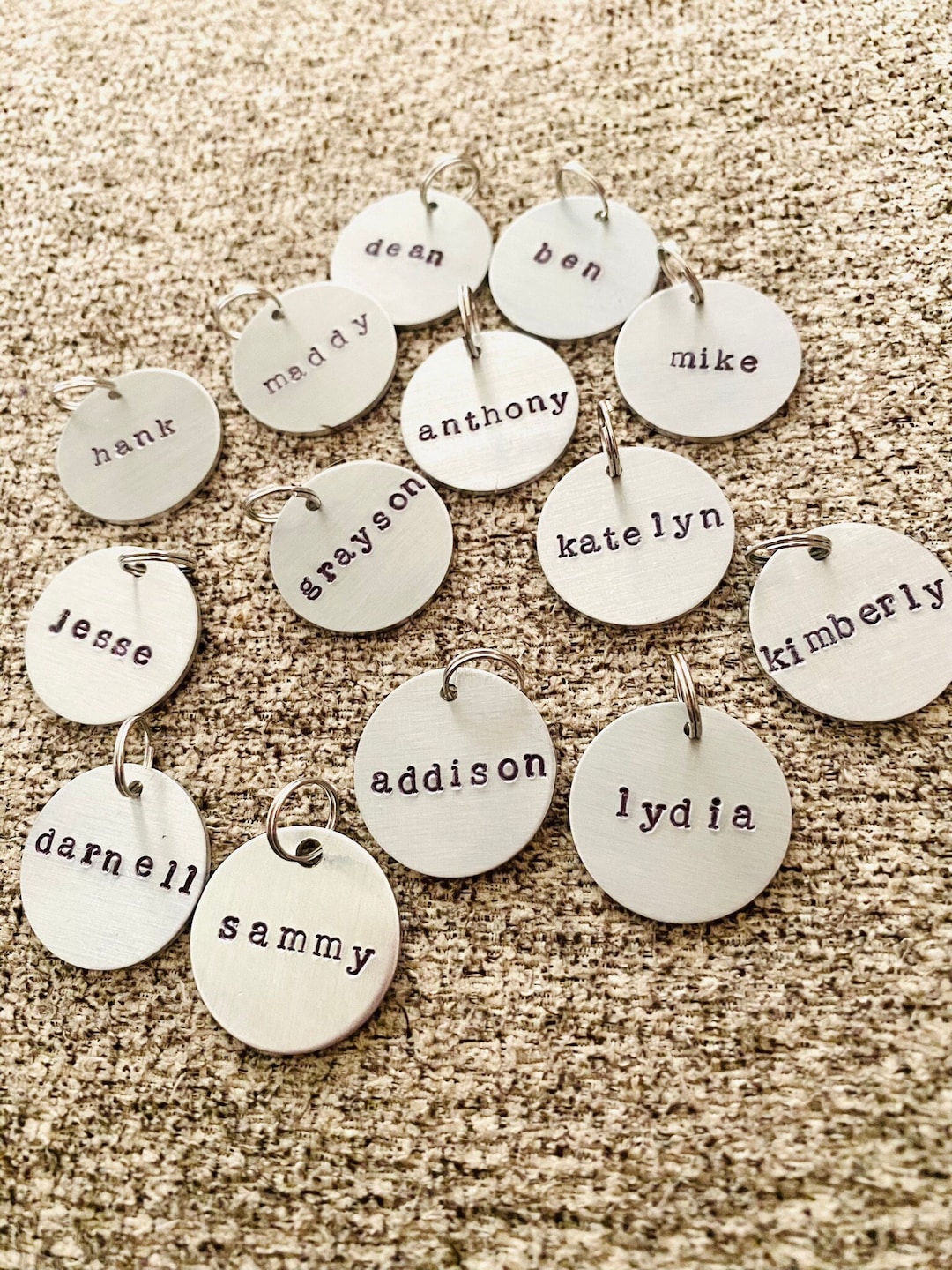 Minimalist Name Tag Personalized Keychain | Hand-stamped Metal Tags ...
