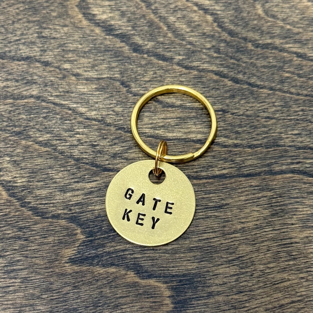 Gate Key Tag - Gold Colored Brass Metal Label With Keyring - Gate ...